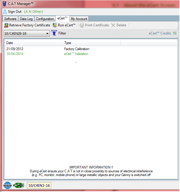 eCert Tab – Radiodetection Support