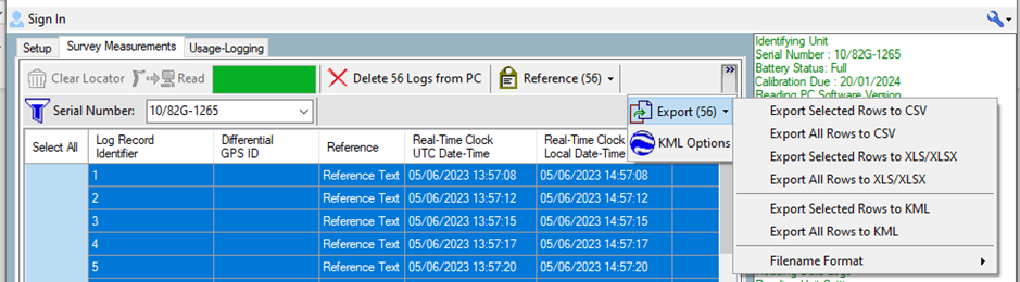Survey Measurements – Radiodetection Support