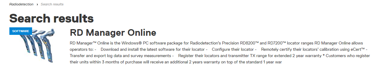 Installing RD Manager Online – Radiodetection Support
