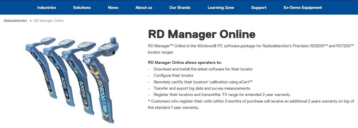 Installing RD Manager Online – Radiodetection Support