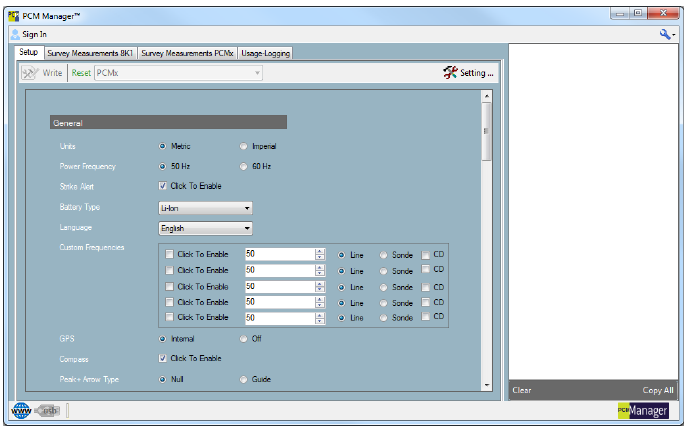 Setup Screen – Radiodetection Support